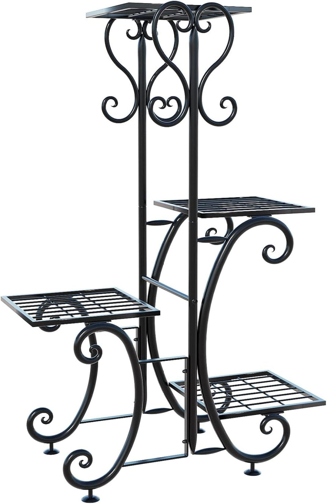 Plant Stand Indoor Outdoor, 4 Tier Metal Plant Shelf Flower Pot Holder ...