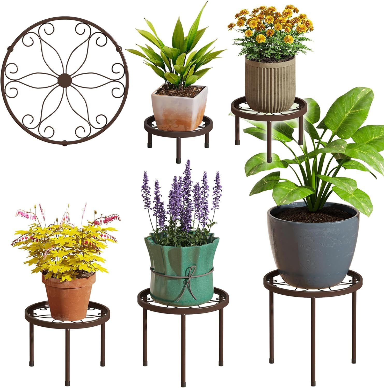 Plant Stand Indoor Outdoor 5 Pack Heavy Duty Metal Stand Multiple ...