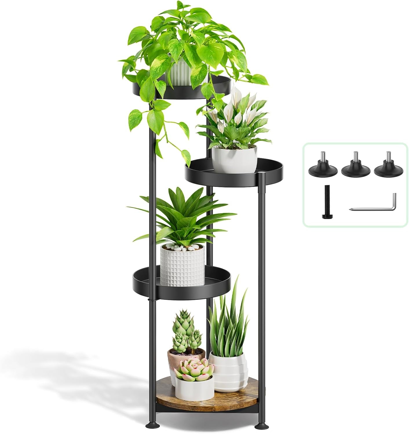 Plant Stand Indoor Outdoor Clearance, 4 Tier Metal Tall Flower Shelf ...