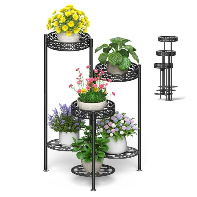 Plant Stand Indoor Outdoor Metal 6 Tier Potted Multiple Flower Pot Holder ShelfPlanter Display ...