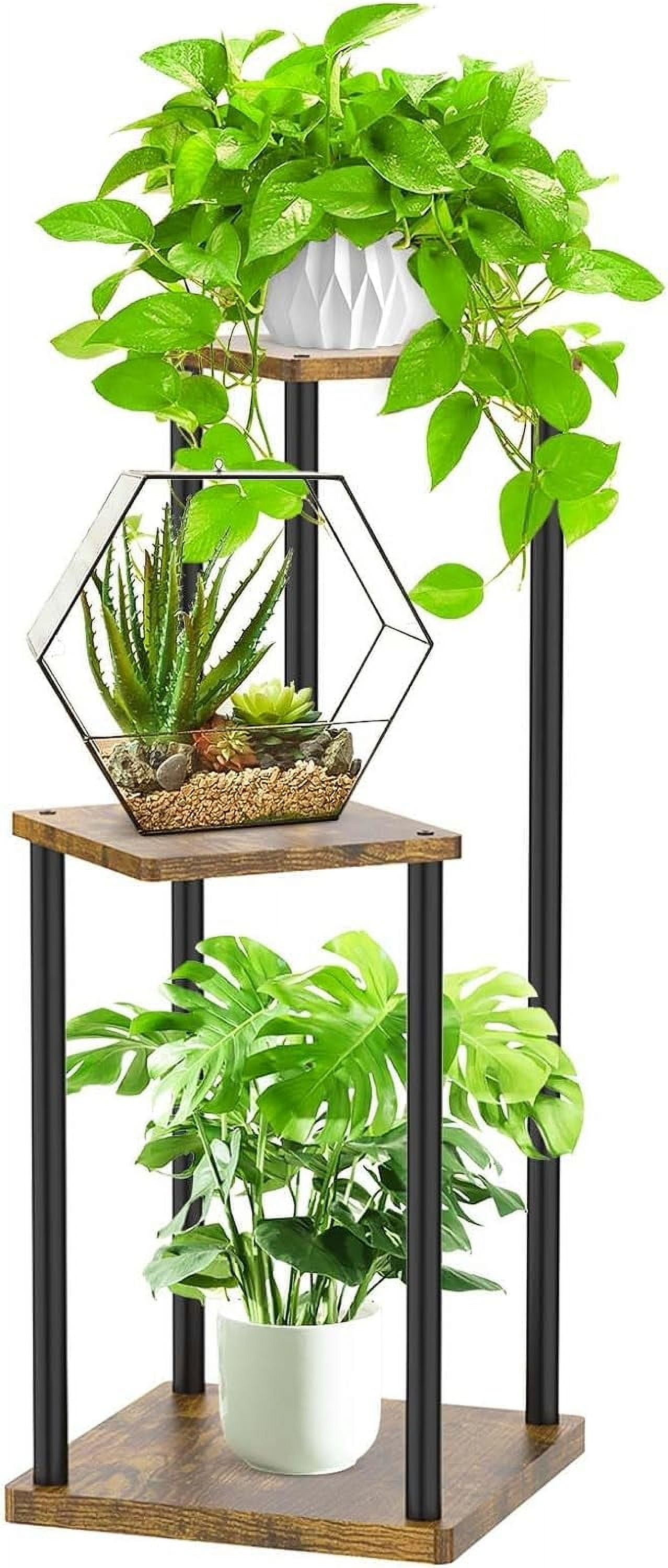Plant Stand Indoor Outdoor, Metal Wood Tiered Corner Plant Stands Pot ...