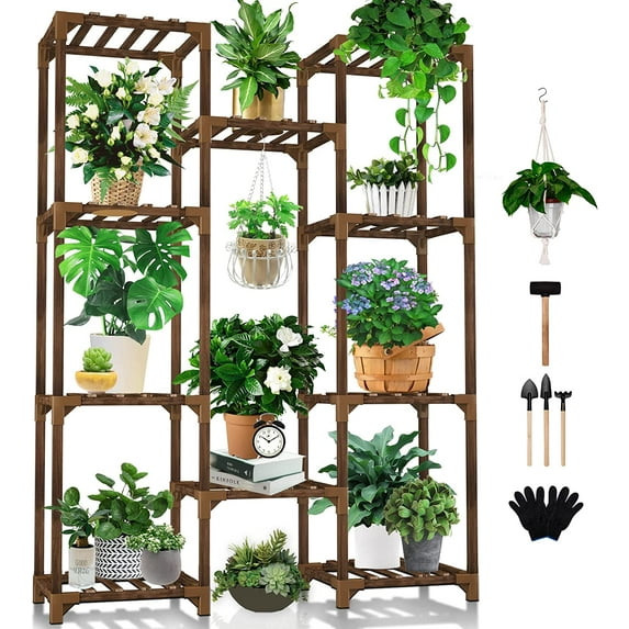 Plant Stand Indoor Outdoor, Tall Plant Shelf for Multiple Plants, 10 ...