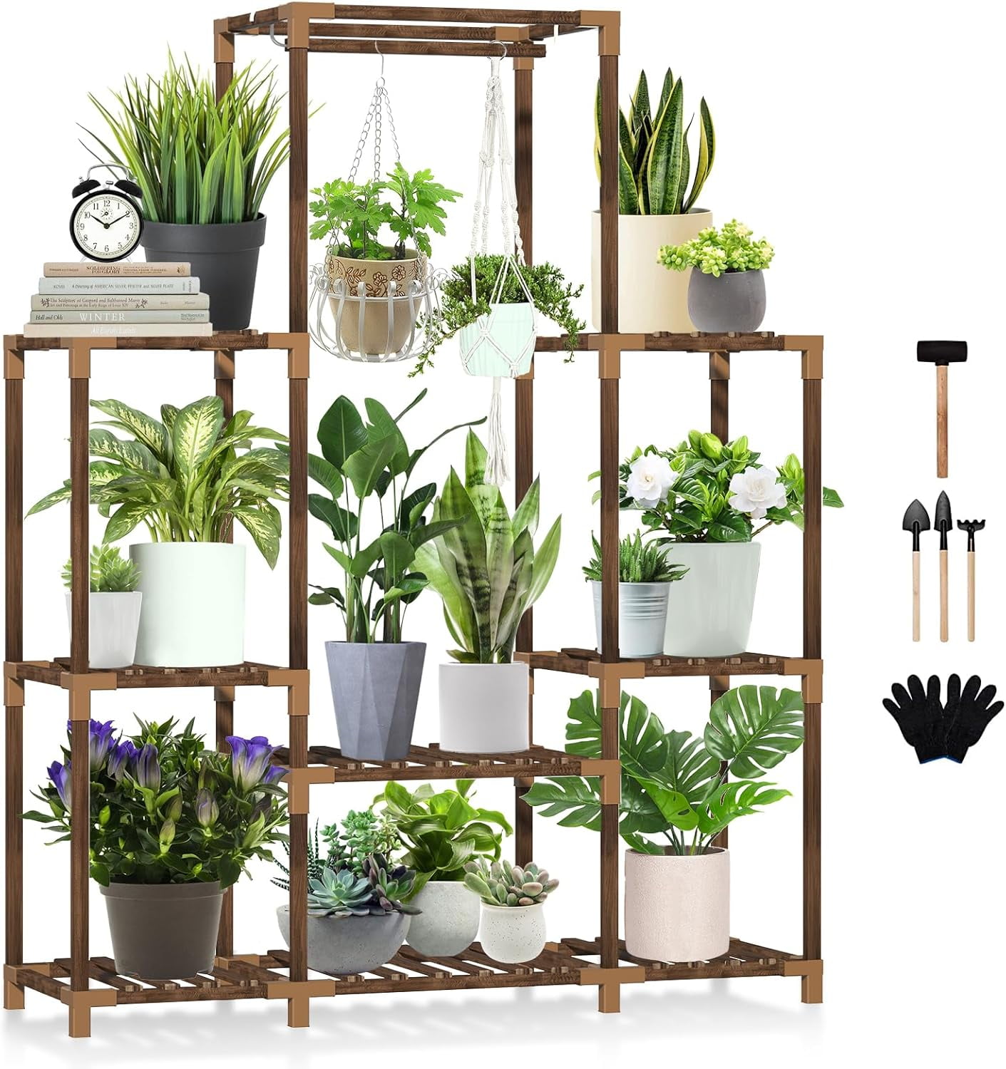 Plant Stand Indoor Outdoor, Tall Plant Shelf for Multiple Plants, 10 ...