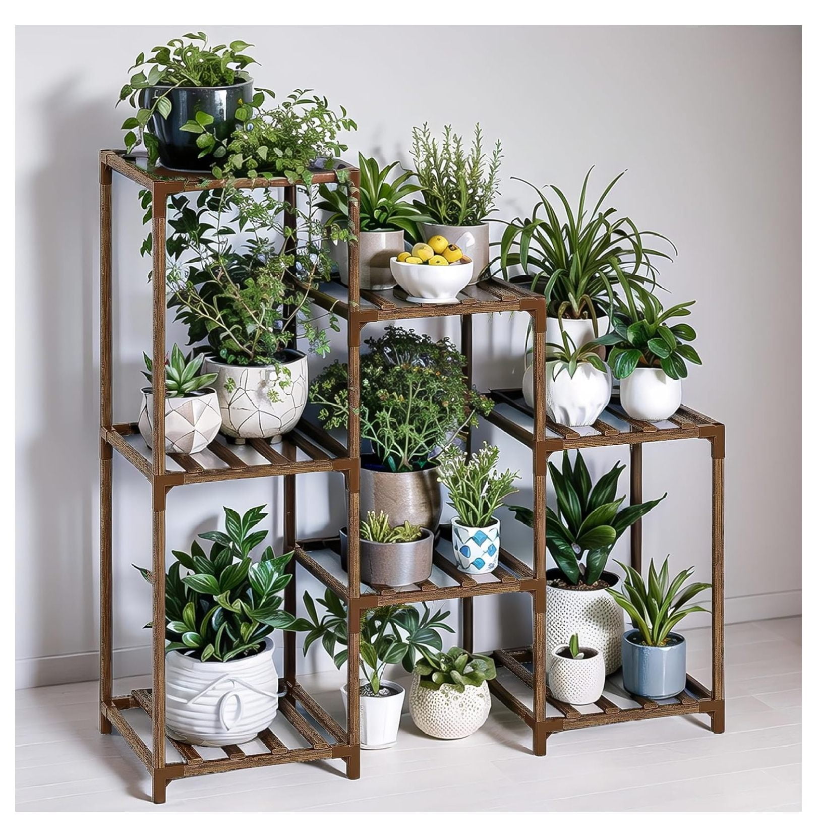 Plant Stand Indoor Outdoor Wood Plant Shelf for Multiple Plants Corner ...