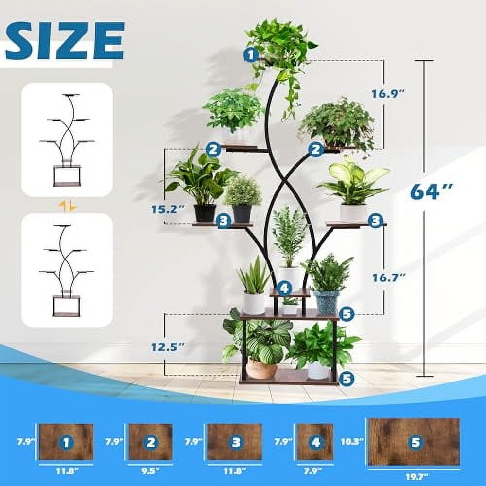 Plant Stand Indoor Plant Shelf with Grow Light, 8 Tiered Heavy Duty ...