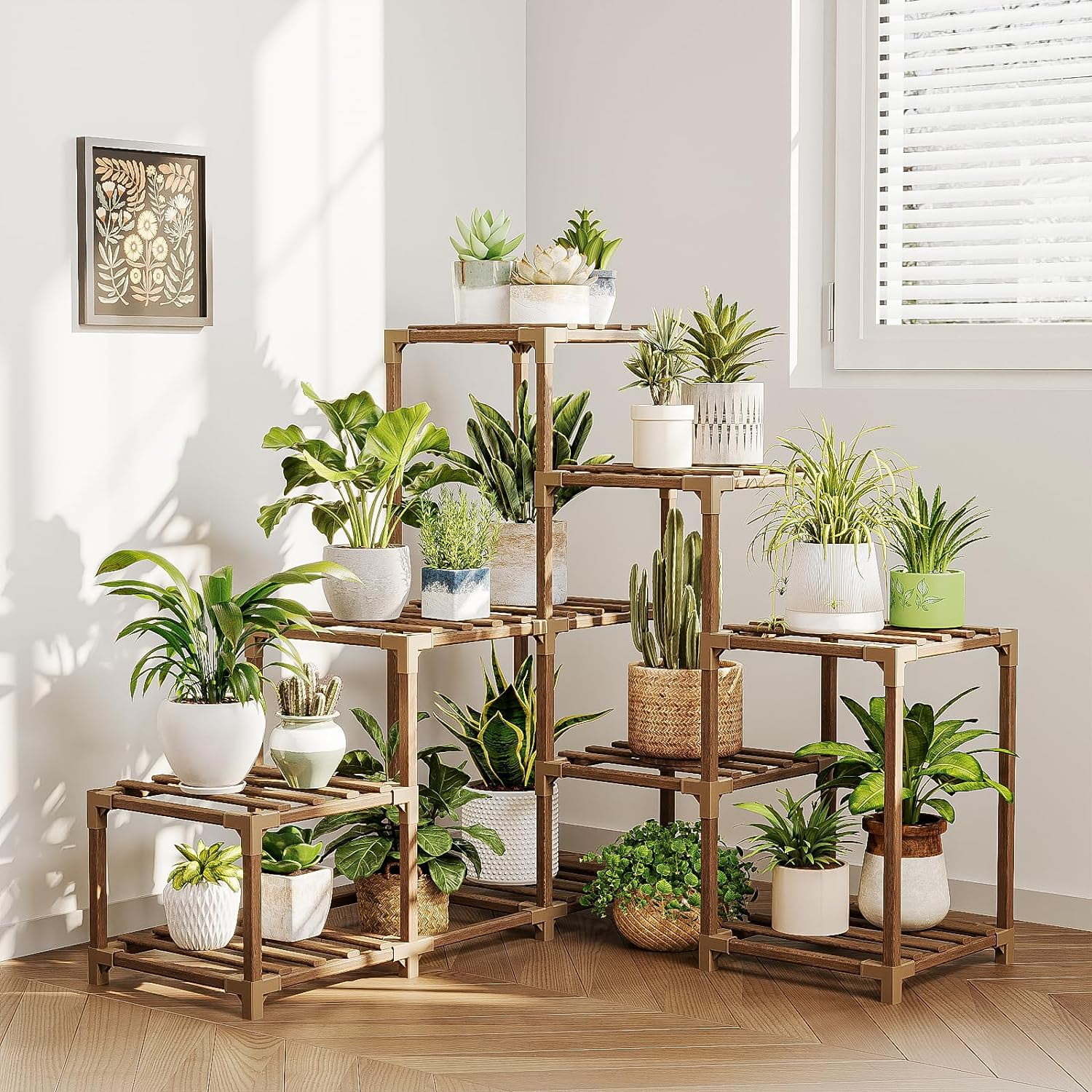 Plant Stand Indoor Plant Shelf Outdoor Wood Plant Rack for Multiple ...