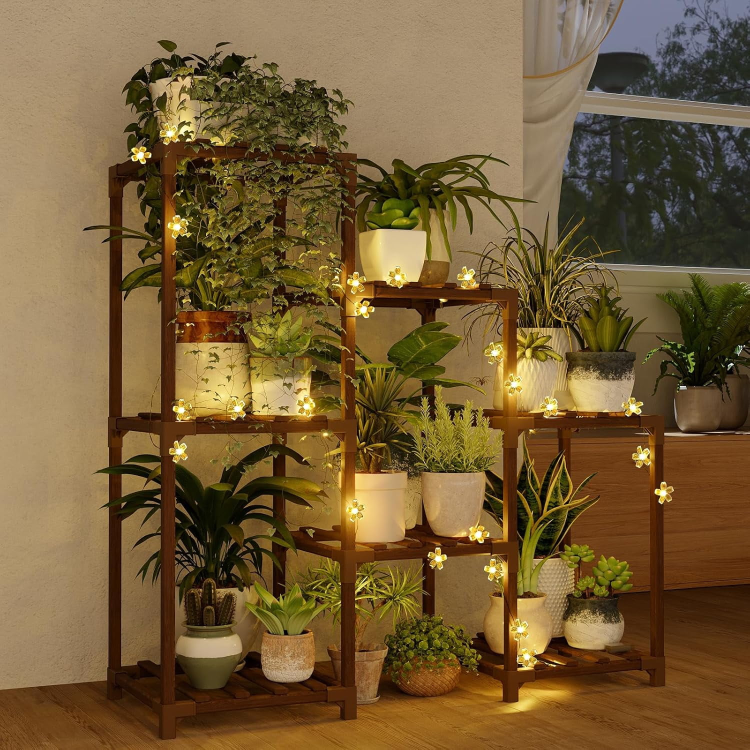 Plant Stand Indoor Plant Shelf Outdoor Wood Plant Rack for Multiple ...