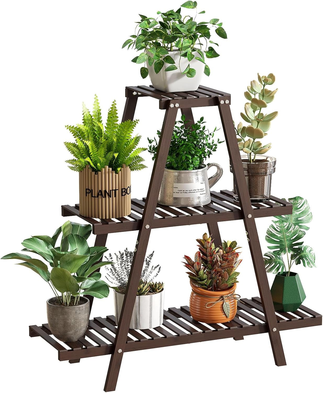 Plant Stand Indoor Plant Shelf Outdoor bamboo Plant Rack, 3 Tiers ...