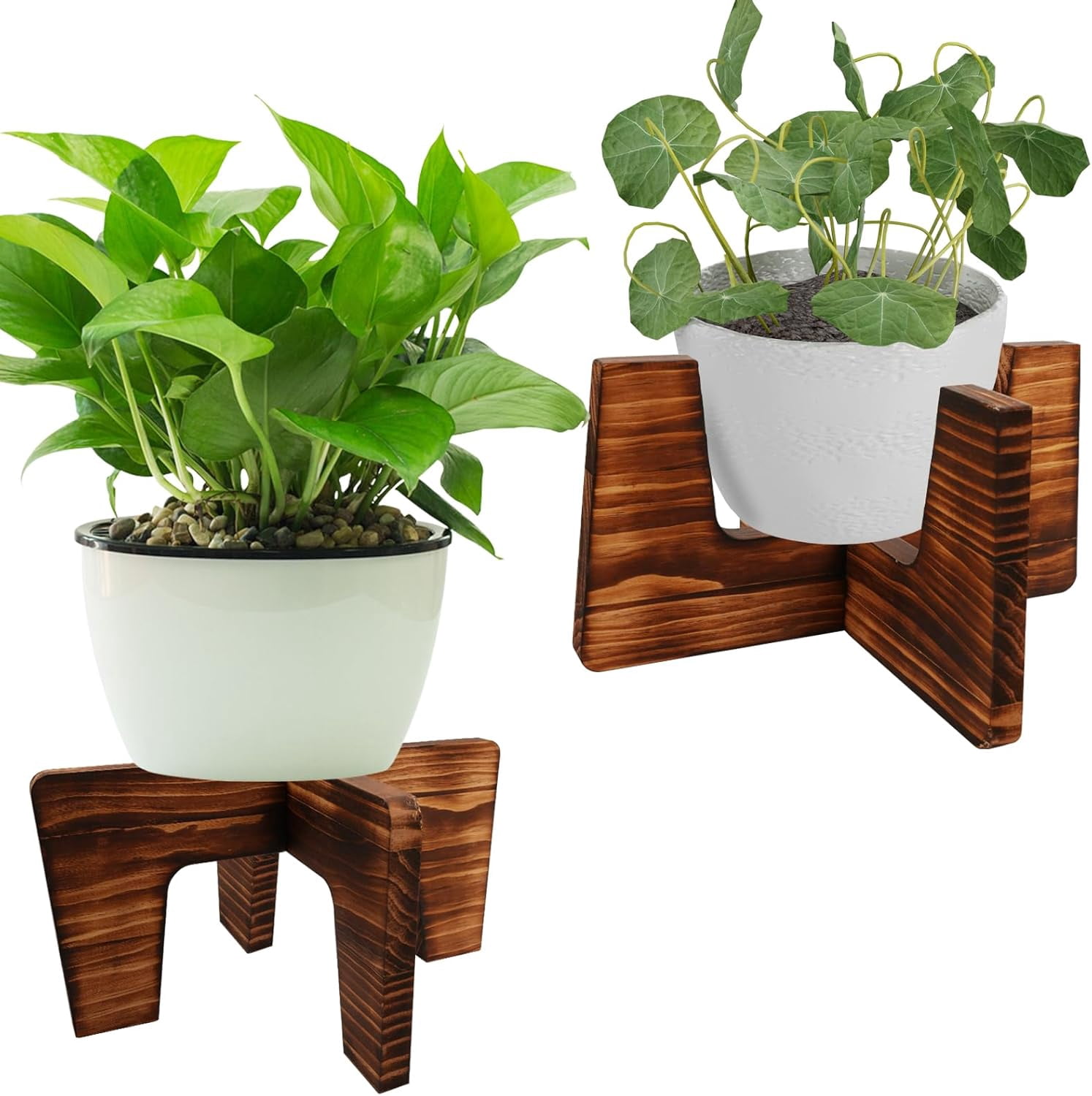 Plant Stand Indoor, Short Plants Holder for 5-15 Inch Pot, Brown Wooden ...