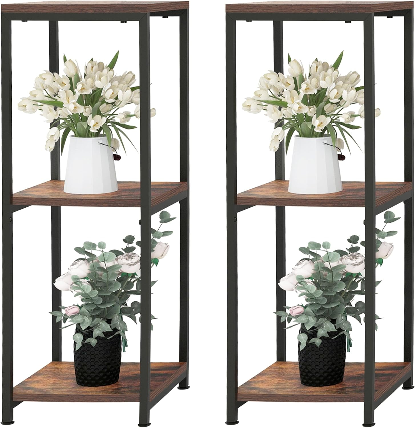 Plant Stand for Indoor, Tall Metal Shelf with Square Wooden Board, 3 ...