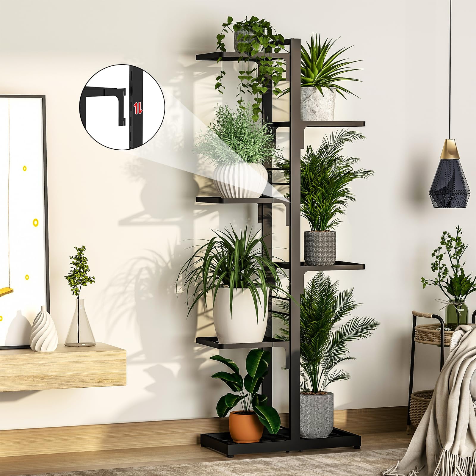 Plant Stand Indoor Tall Shelf - 6 Tier Adjustable Metal Plant Stands ...