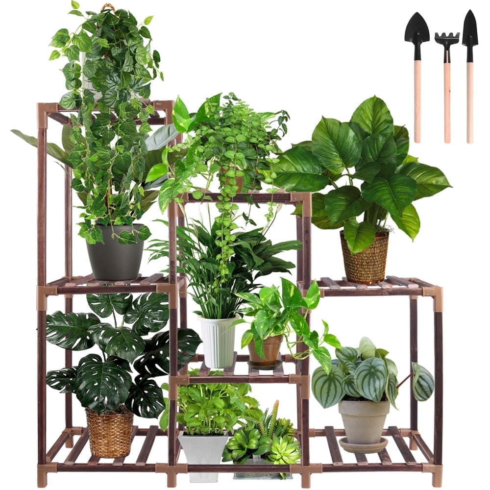 YUANYE 3-Tier Indoor Multi Plant Stand, Stair Step Planter, Wooden ...