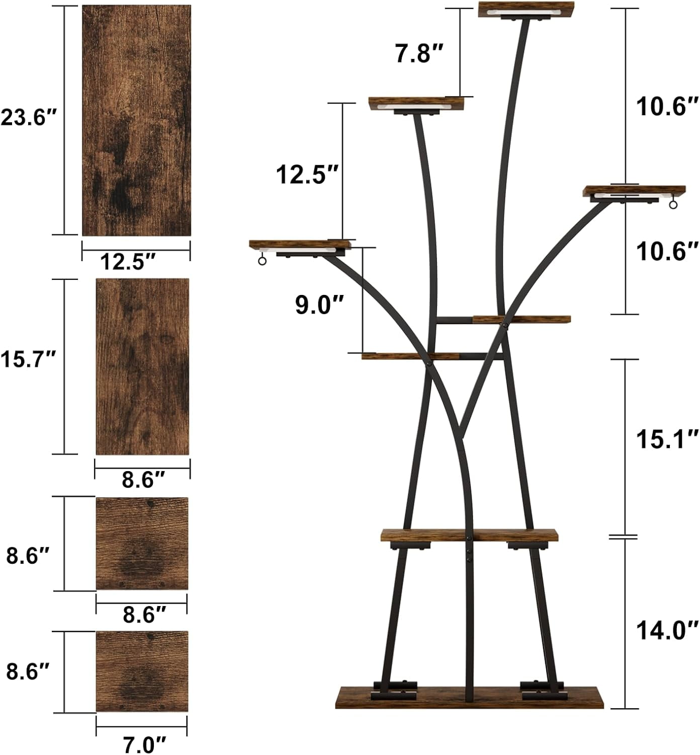 Plant Stand Indoor with Grow Lights, 8-Tiered Large Plant Shelf for ...