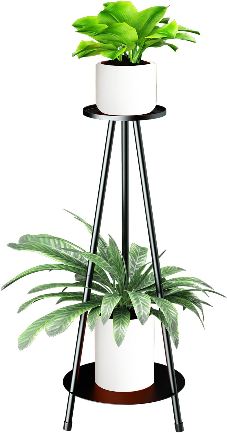 Plant Stand Metal Indoor Outdoor 2 Tier Tall Corner Flower Pot Holder ...