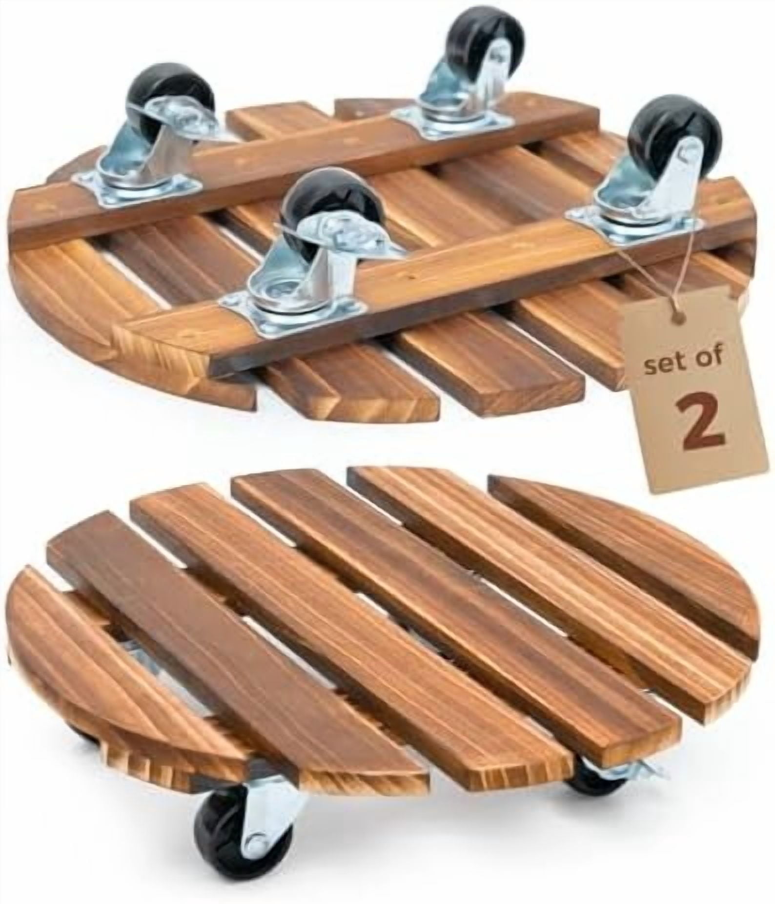 Plant Stand Outdoor Rolling Tray Plant Caddy with Wheels 12in Plant ...