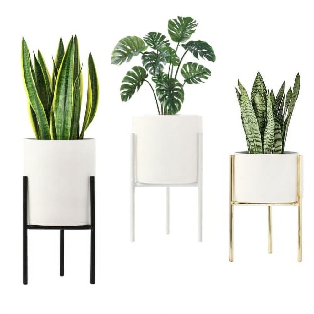 Indoor Ceramic Plant Stand with Metal Legs - Modern Floor Snake Plant ...