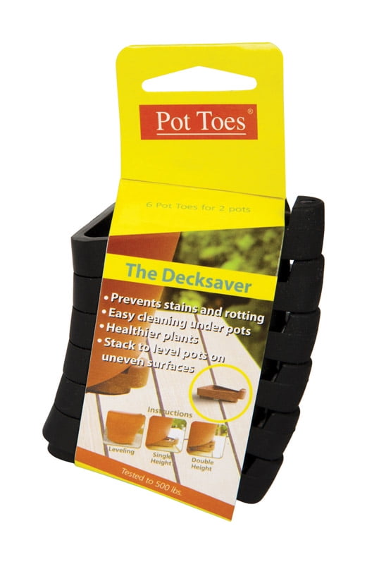 PT-06BLCS Decksaver Garden Pot Toes, Black, 3-In., 6-Pk. - Quantity 1 ...