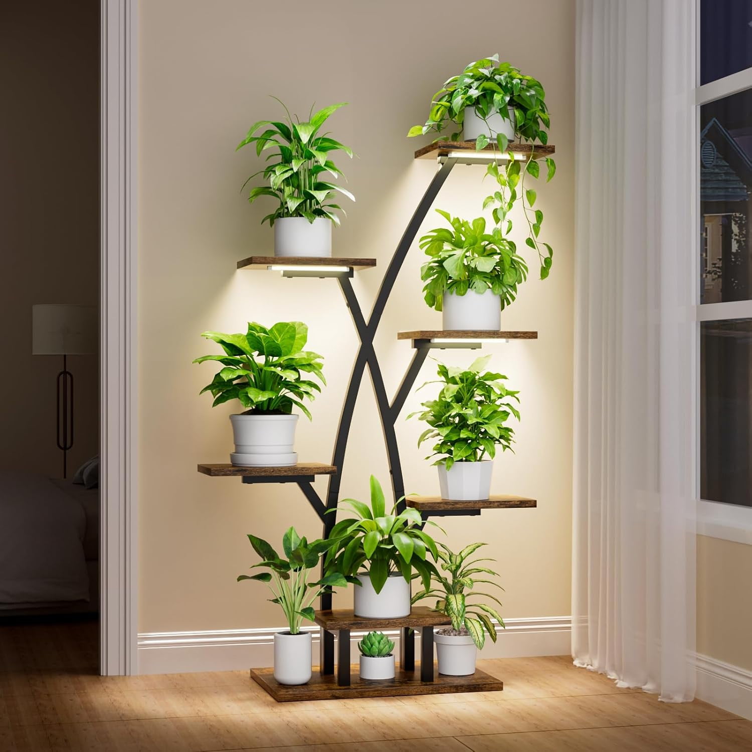 Plant Stand With Grow Lights - 7 Tiered Corner Shelf for Multiple ...