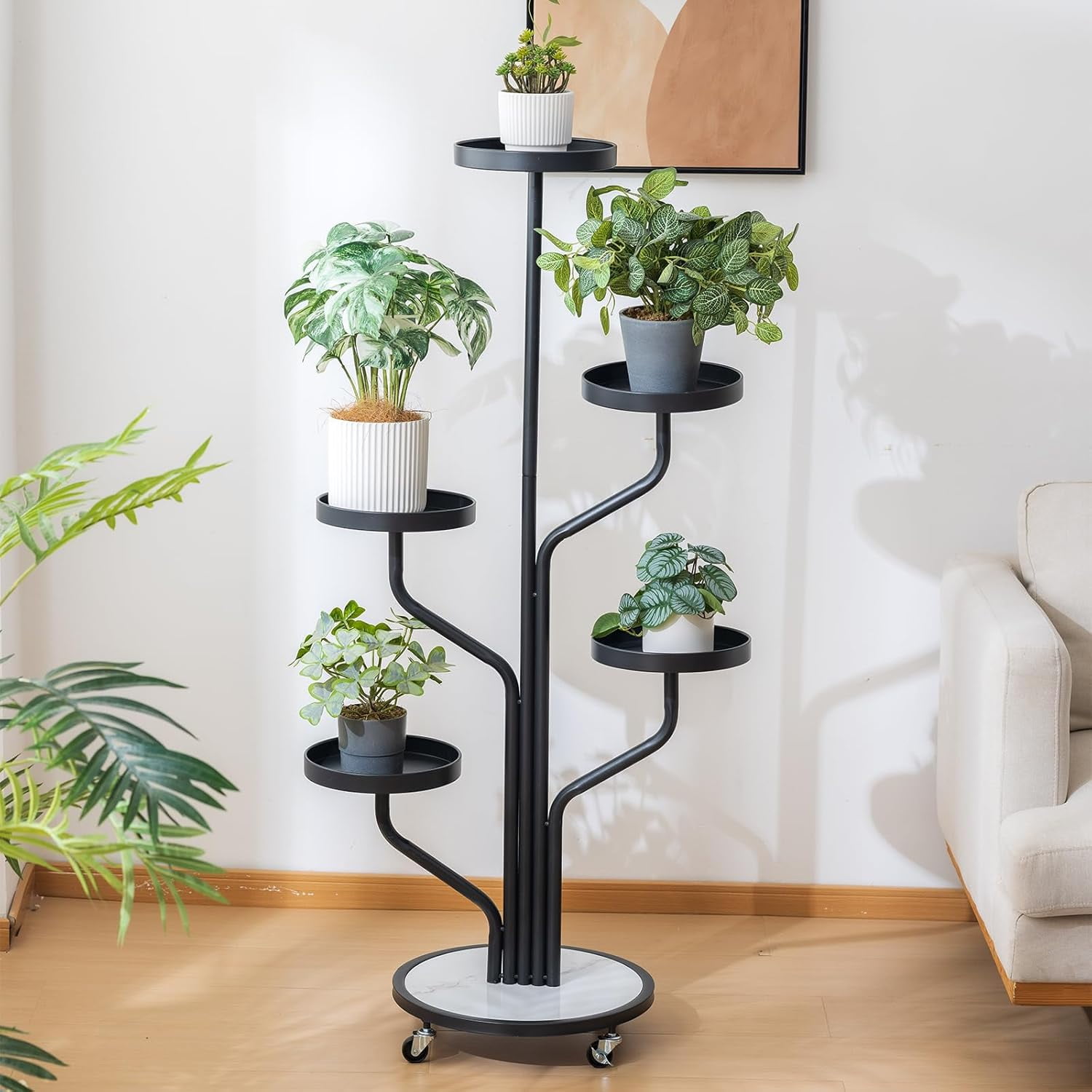 Plant Stand Wrought Iron Plant Stand, Metal Plant Stand with Wheels ...