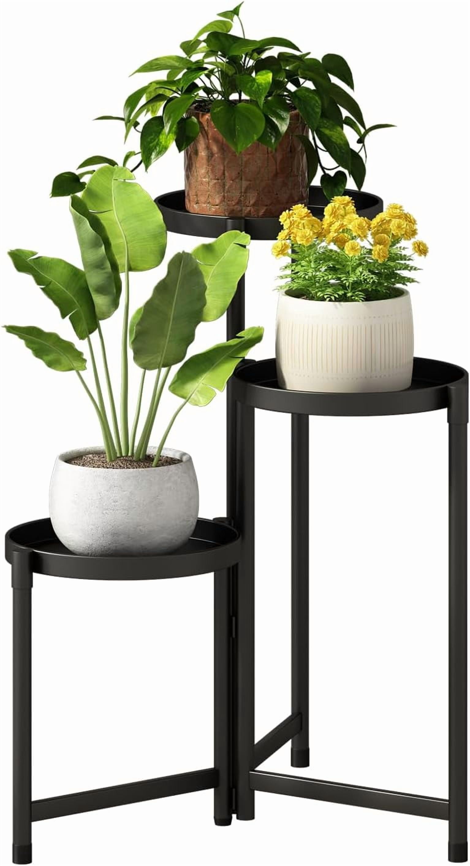 Plant Stand indoor outdoor-3 Tier black Tall Metal Flower Pot Holder ...