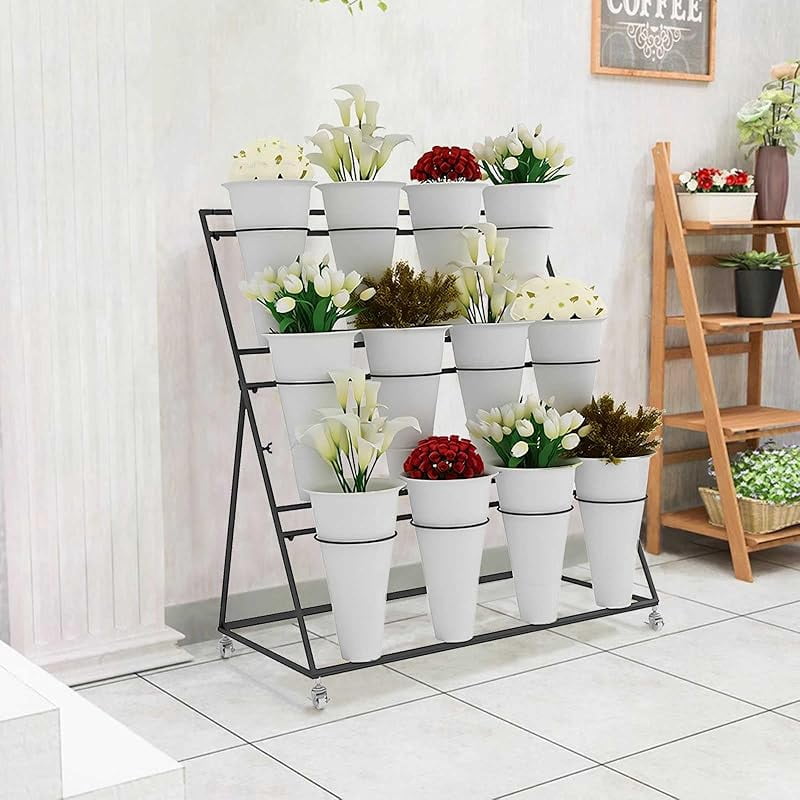 Plant Stands Indoor Outdoor Flower Display Stand, Heavy Duty Metal 3 ...