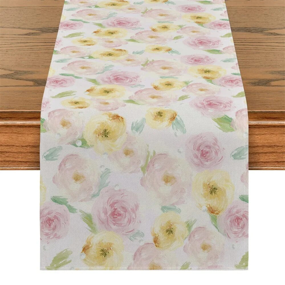 Plant Style Daisy Table Flag Small Floral Table Runner Blue Yellow ...