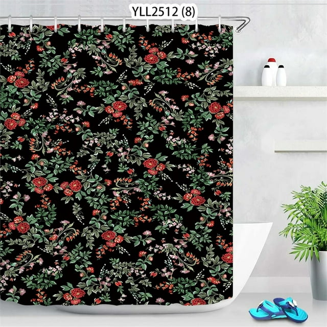 Plant Style Shower Curtain 3d Beach Bathrooms Set Bathroom Set With