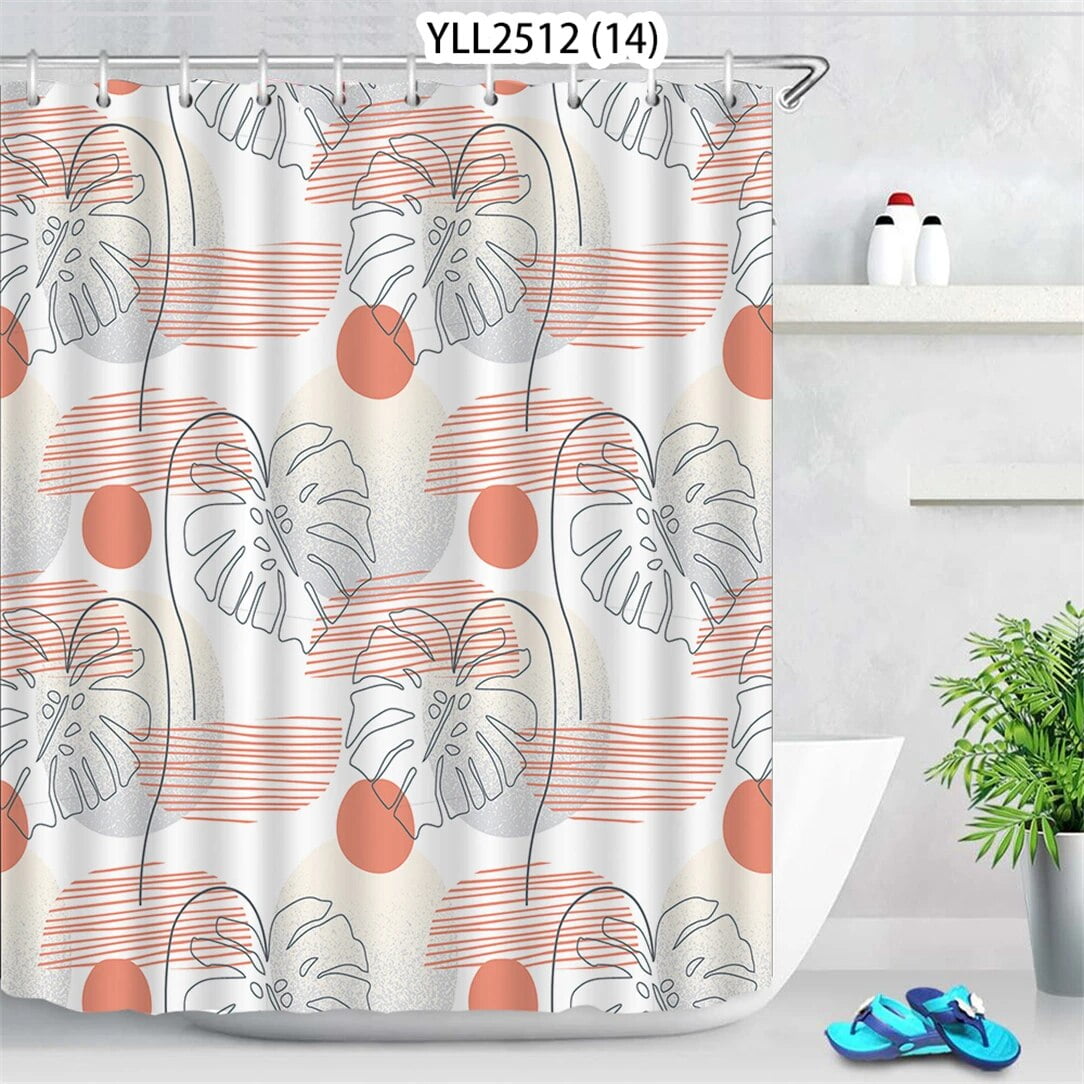 Plant Style Shower Curtain 3d Beach Bathrooms Set Bathroom Set With