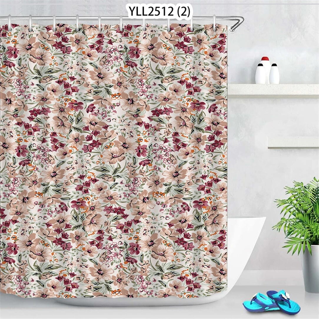 Plant Style Shower Curtain 3d Beach Bathrooms Set Bathroom Set With