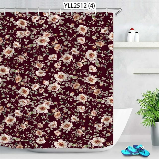 Plant Style Shower Curtain 3d Beach Bathrooms Set Bathroom Set With