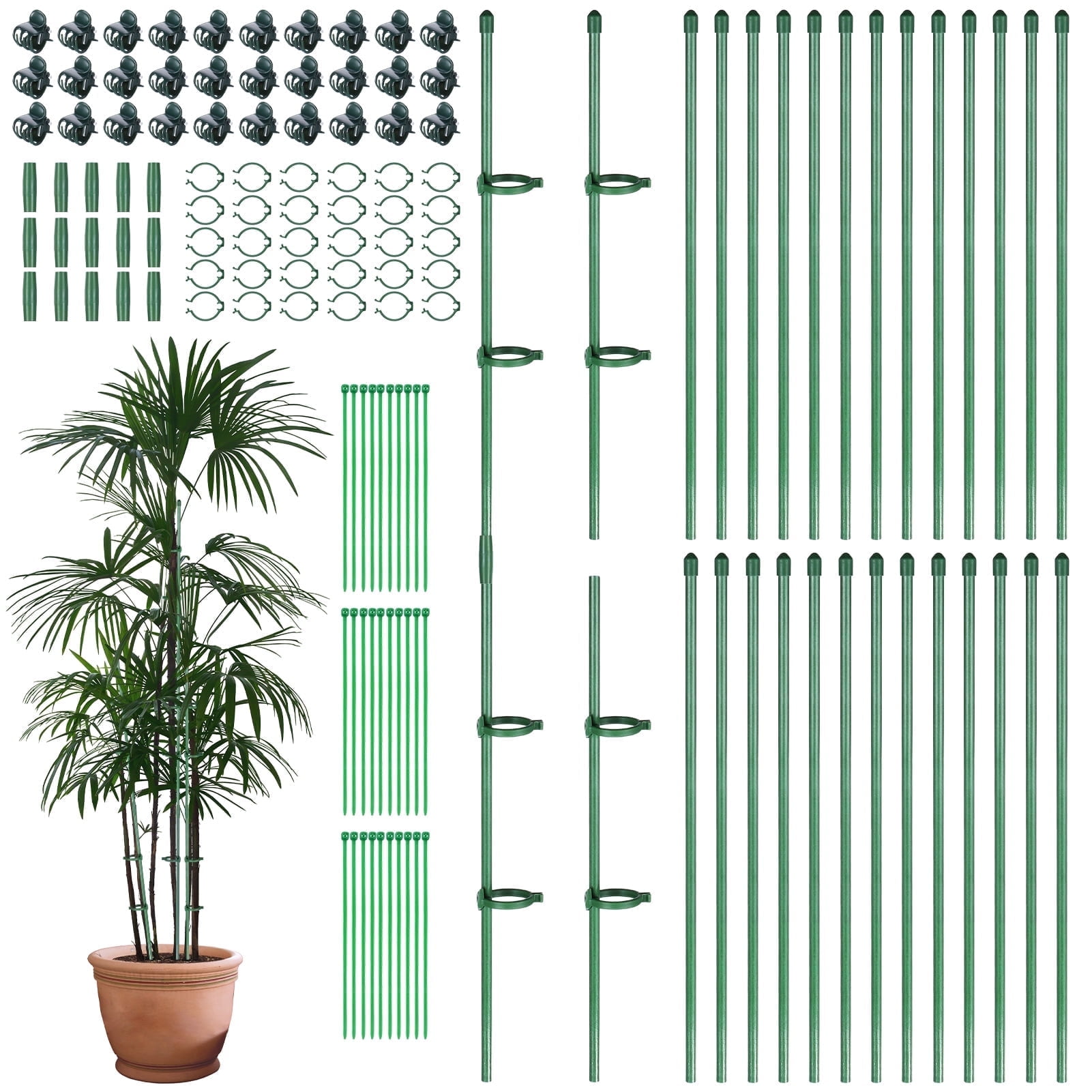 Plant Support Stakes with 30 Pcs Plant Clips,Height Adjustable Garden ...