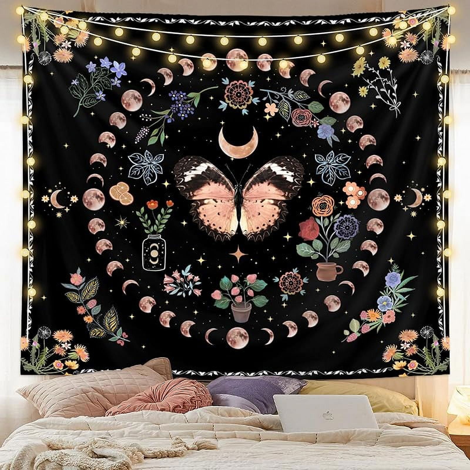 Plant Tapestry, Nature Moon Phase Tapestry Wall Hanging, Bohemian ...