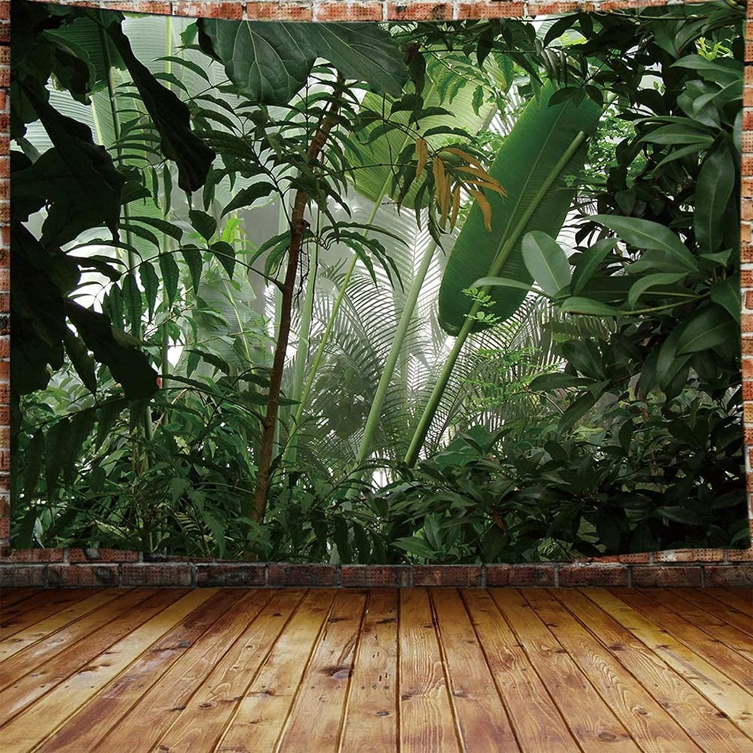 Plant Tapestry Wall Hanging With Tropical Palm Leaf Design 71 in W x 60 ...