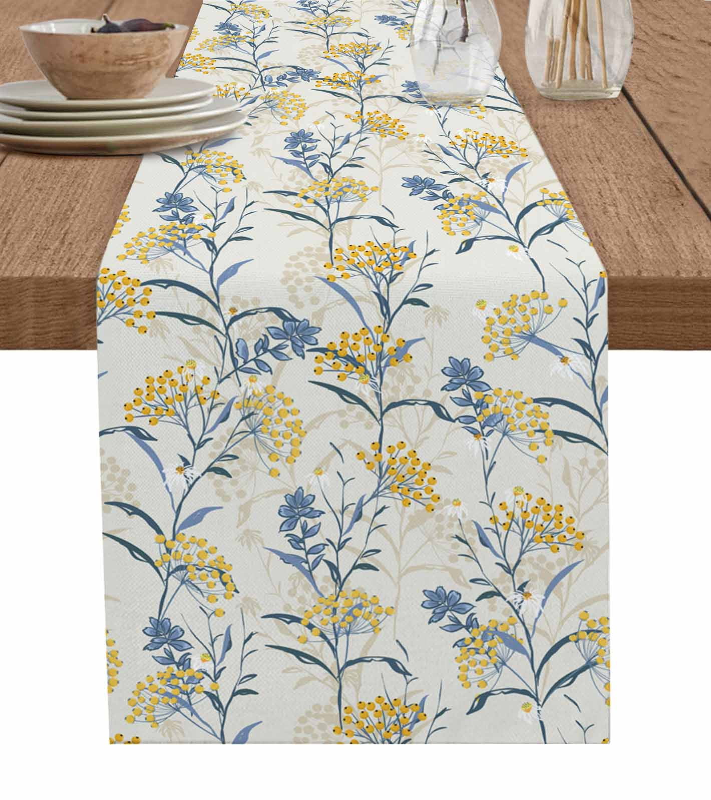 Plant Texture Fruit Table Runner Cotton Lin Wedding Table r Tablecloth ...