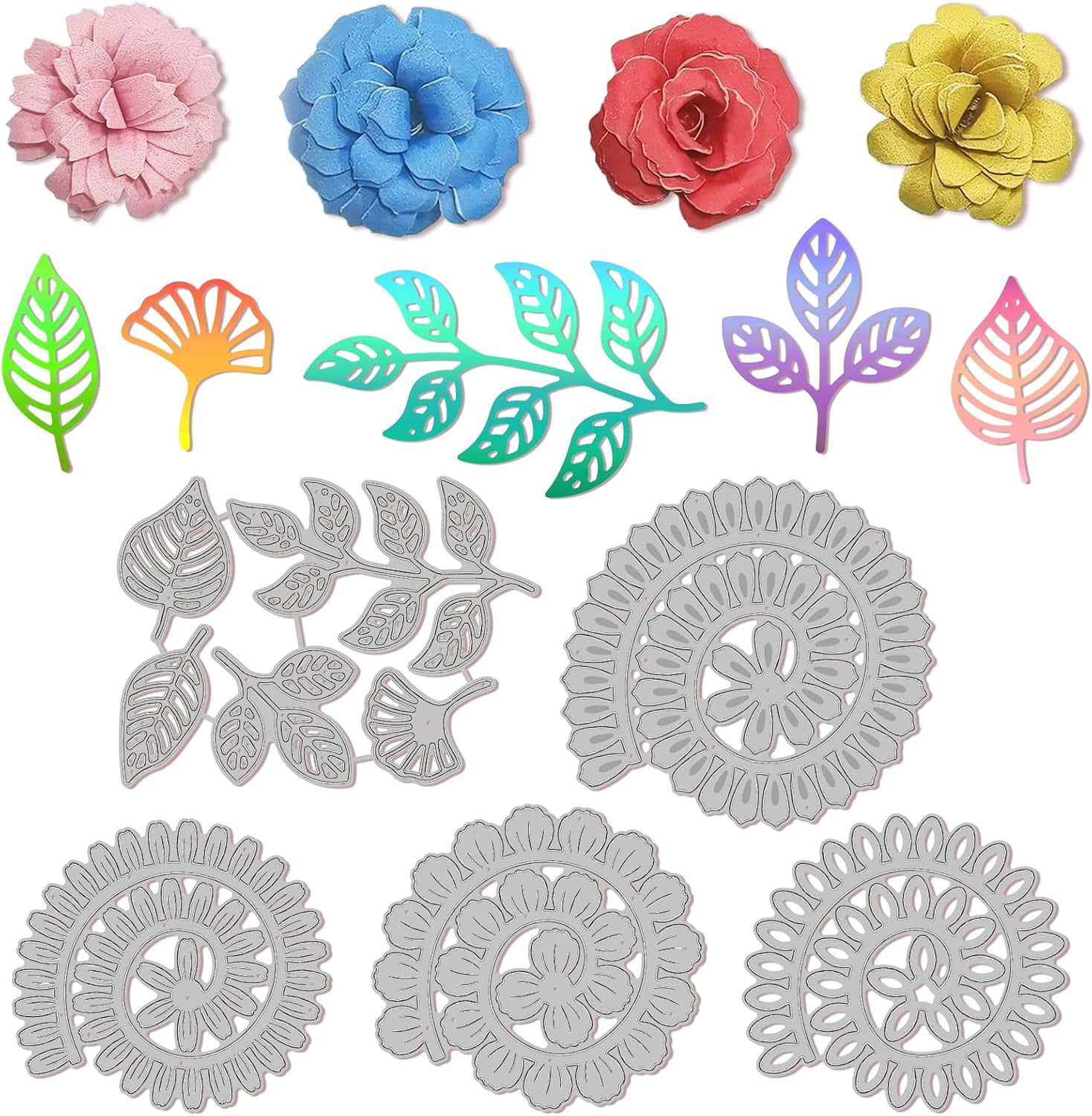 Plant Theme 3D Flower Stacking Flowers Cutting Dies Flowers and Leaves ...