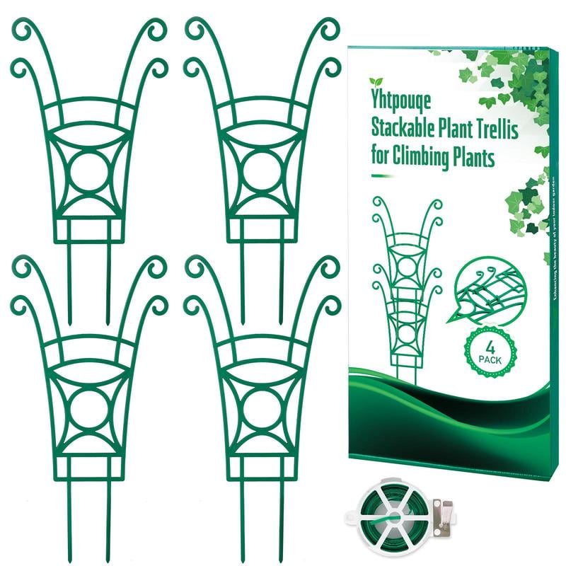 Plant Trellis for Climbing Plants Indoor, 4 Pack Garden Trellis for Potted Plants, Stackable ...