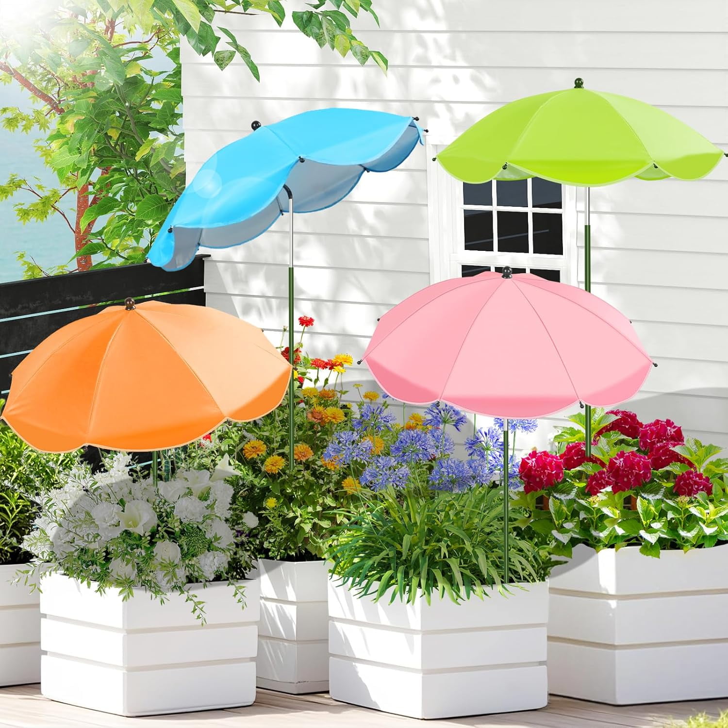Plant Umbrellas for Outdoor Plants, 26" D x 43.4" H Larger Garden Plant Shade Umbrella for Sun ...