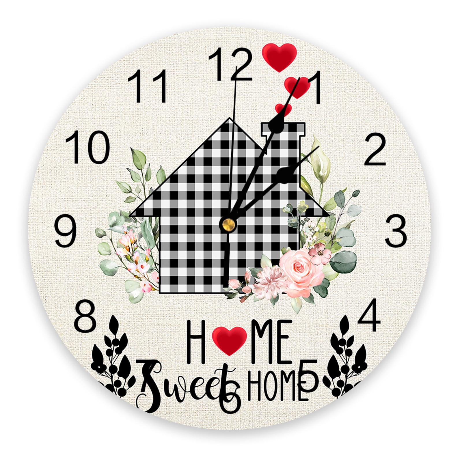 Plant Watercolor Flowers Wall Clock Silent Digital Clocks for Home ...
