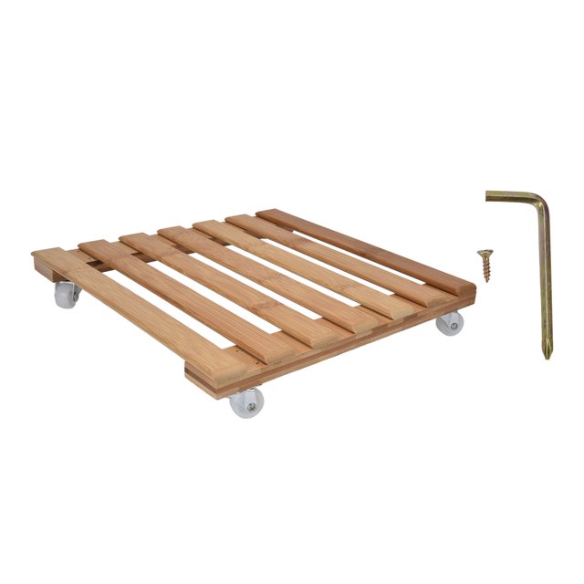 Plant Wheel Stand Flower Pot Base Roller Bamboo Square 30x30cm Free ...