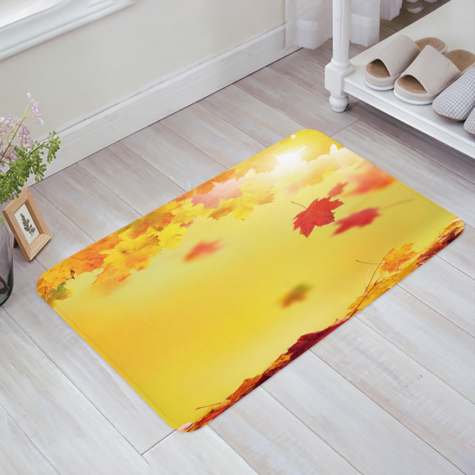 Plant Yellow Maple Leaf Sunlight Fall Bathroom Mat Corridor Carpet ...