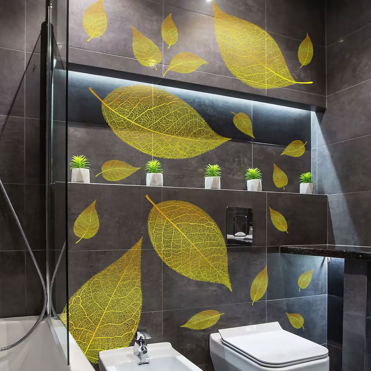 Plant leaf decals, golden leaf stickers, large-leaf plant decals DIY ...