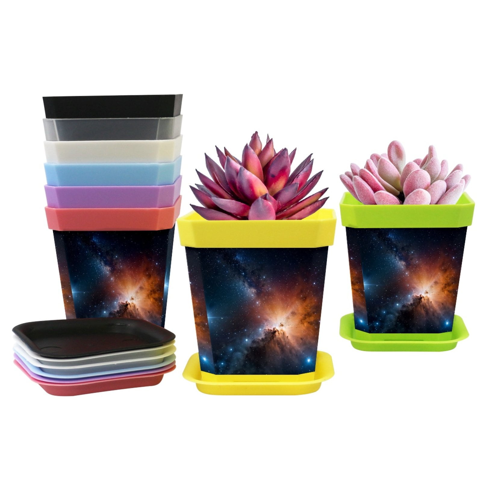 8 Pieces，Plant pots,Nebula sky stars,Plant pot,Plastic flower pots ...