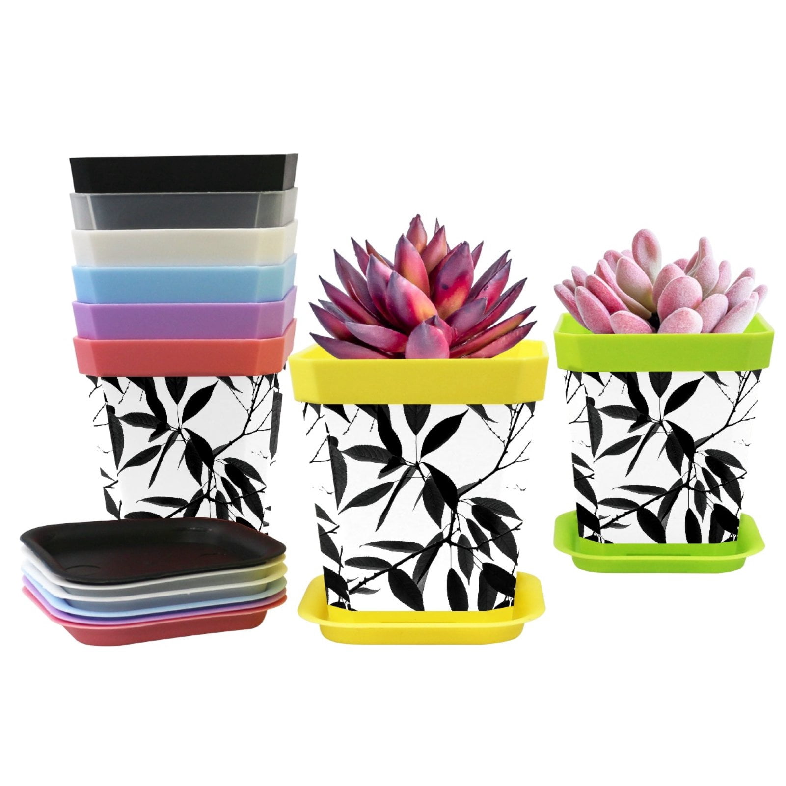 8 Pieces，Plant pots,Tree leaves,Pots for plants,Cute plant pots ...