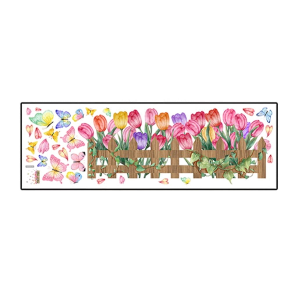 Plant vine fence tulip background wall sticker self-adhesive wall ...