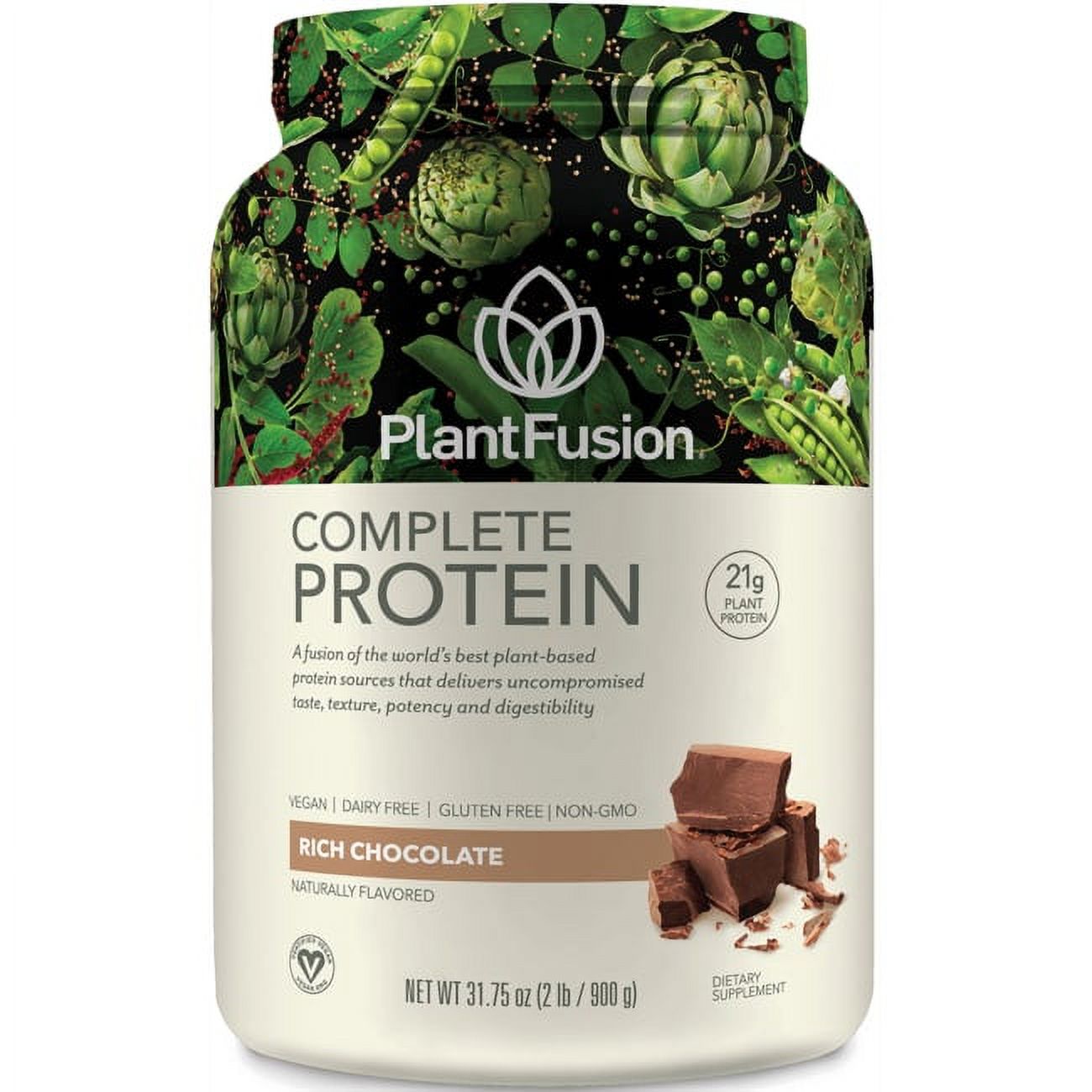 PlantFusion Complete Protein Powder, Rich Chocolate, 2 lb (900 g ...