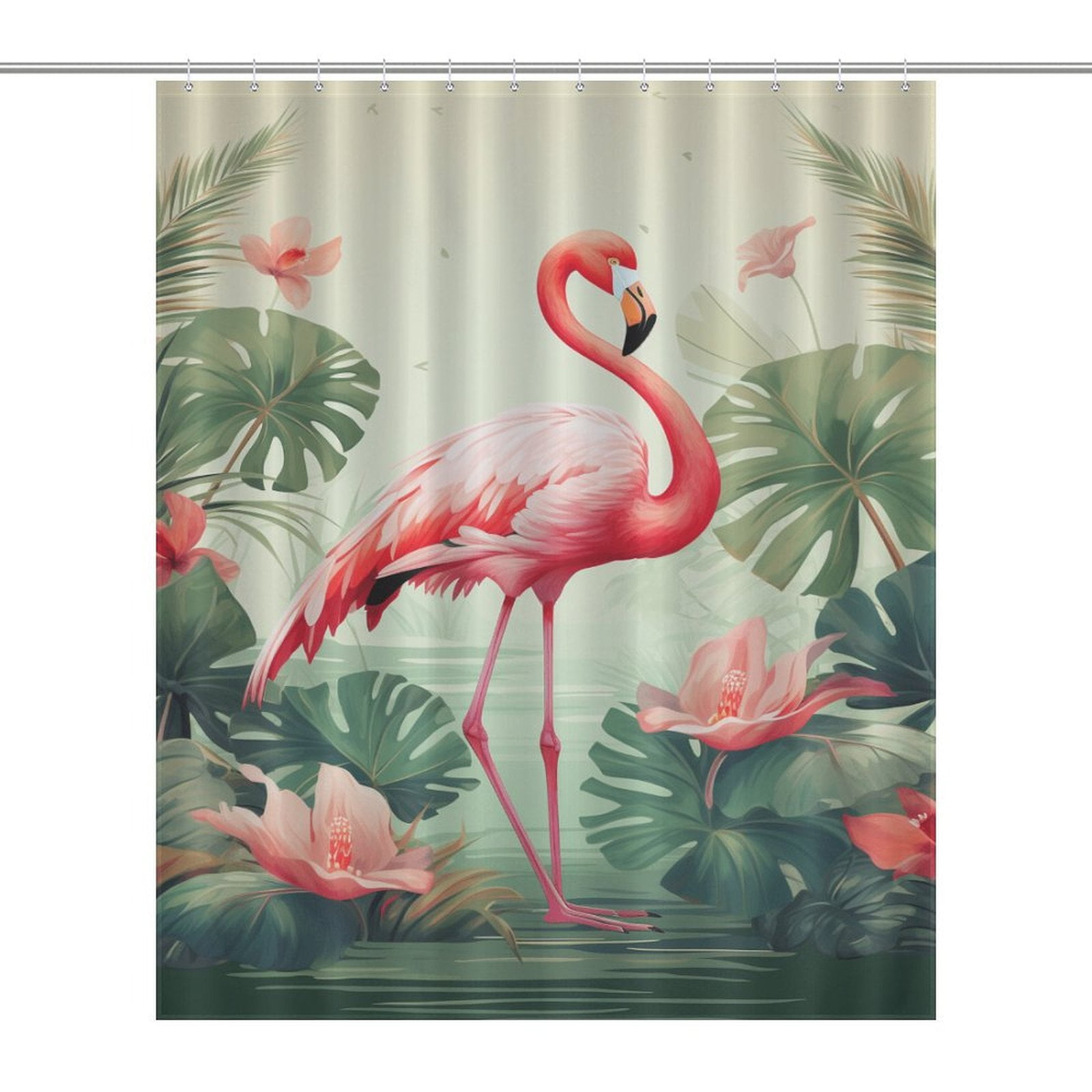 Planta Tropical Pájaro Ardiente Bathroom Curtain Modern Home Decor ...