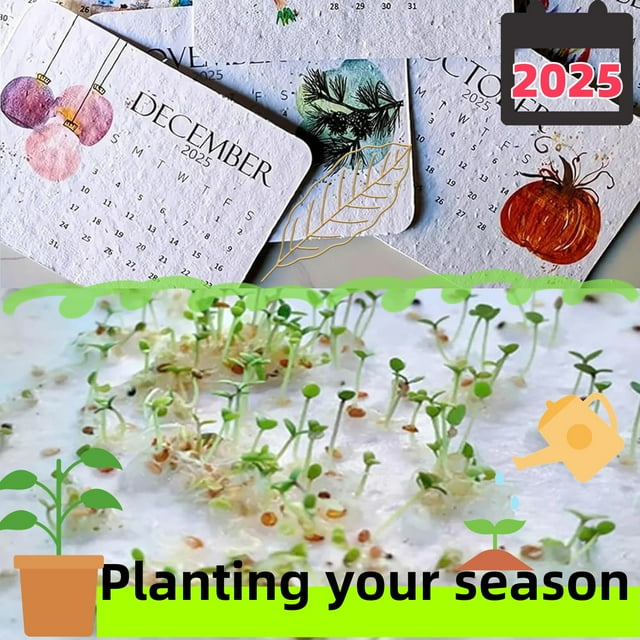 Plantable Seed Calendar 2025,2025 Natural Flower Calendar,From January ...