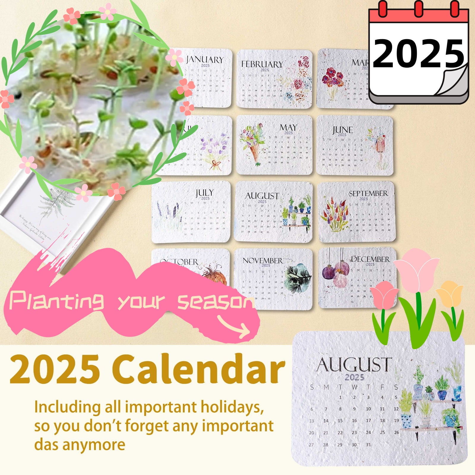 Plantable Seed Calendar 2025, From January 2025 to December 2025 ...