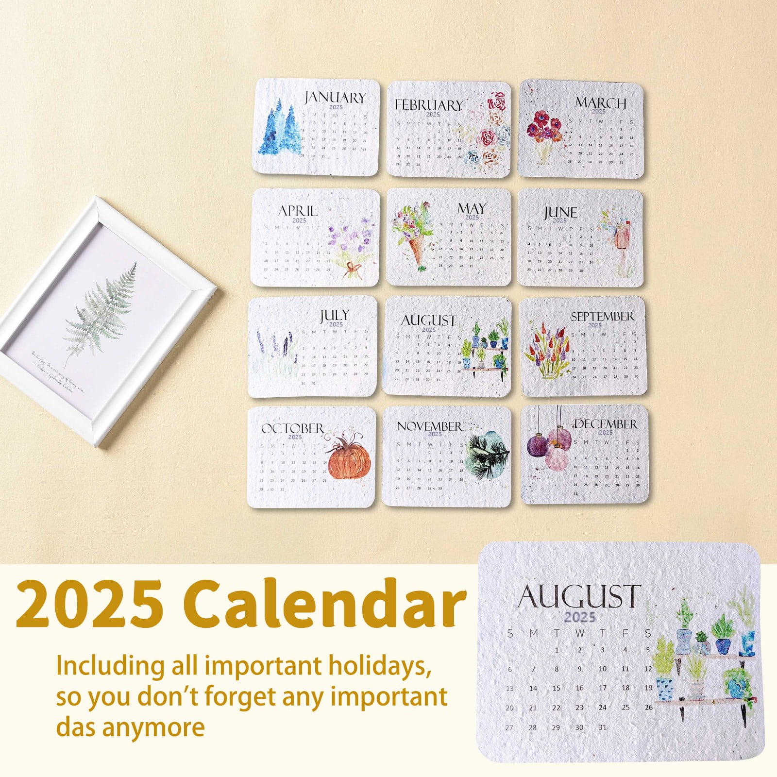 Plantable Seed Calendar 2025, Modern Greenery Calendar Planner with ...