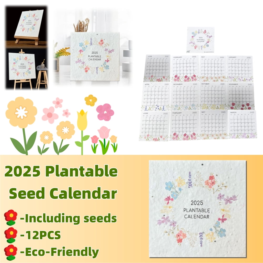 Plantable Seed Calendar 2025,Modern Greenery Calendar Planner with ...